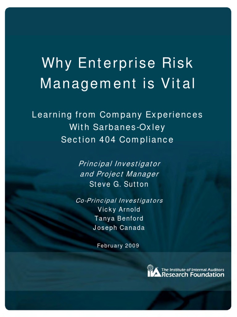 Enterprise Risk Is Vital | PDF | Internal Audit | Sarbanes–Oxley Act