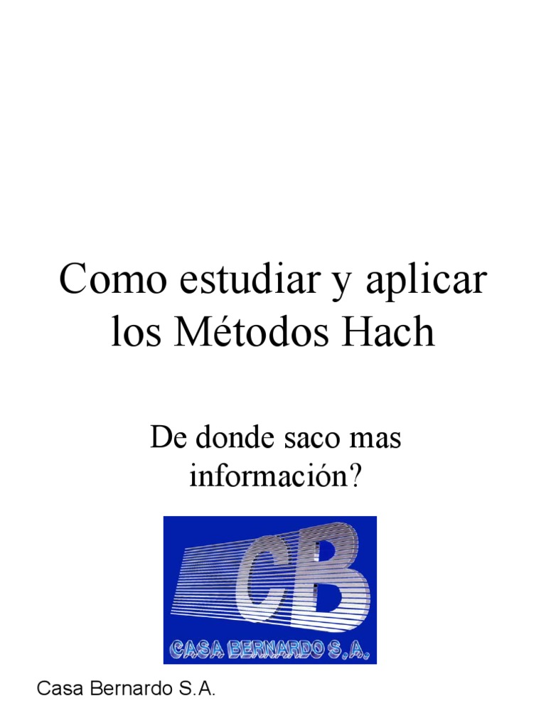 09 Explicacion Metodos Hach | PDF