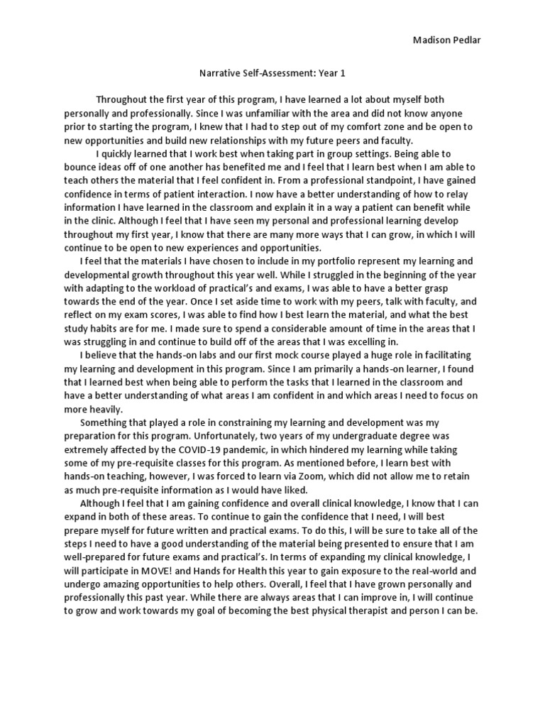 Year 1 Narrative | PDF | Learning | Education Theory