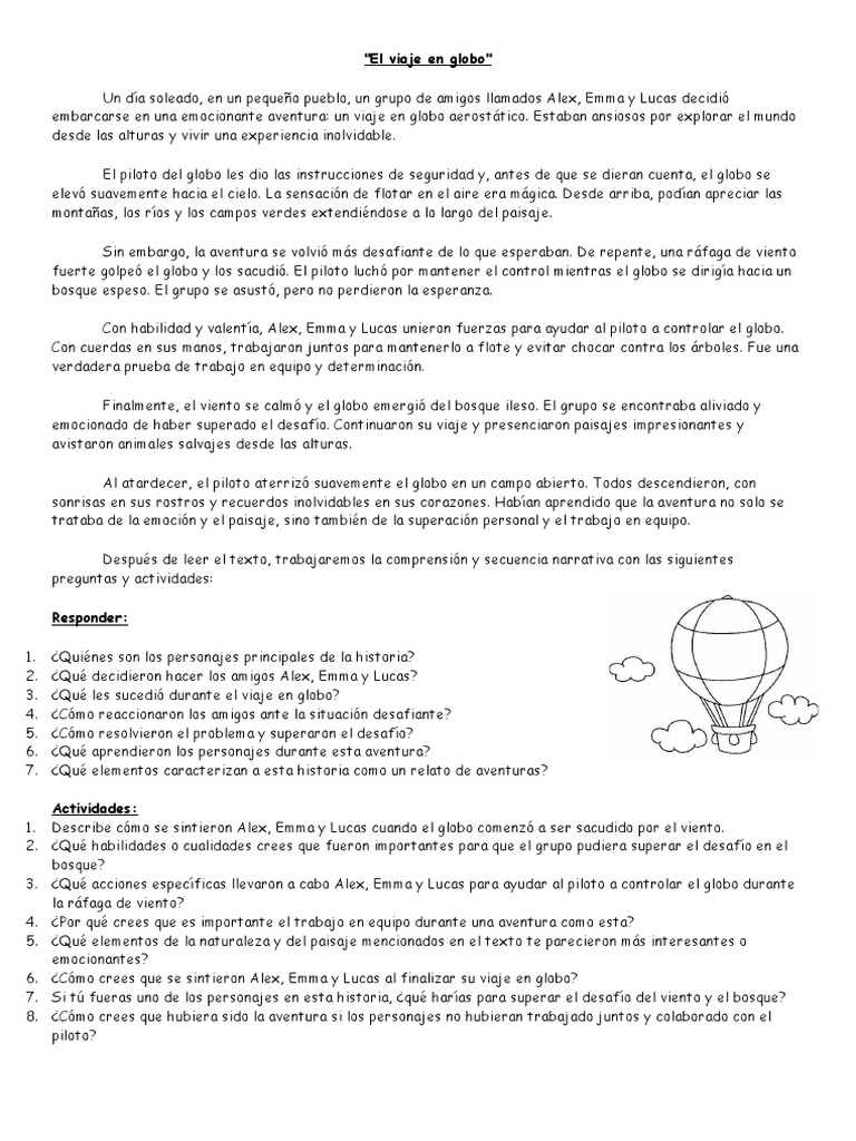TEXTO El Viaje en Globo | PDF | Globo (Aeronáutica)
