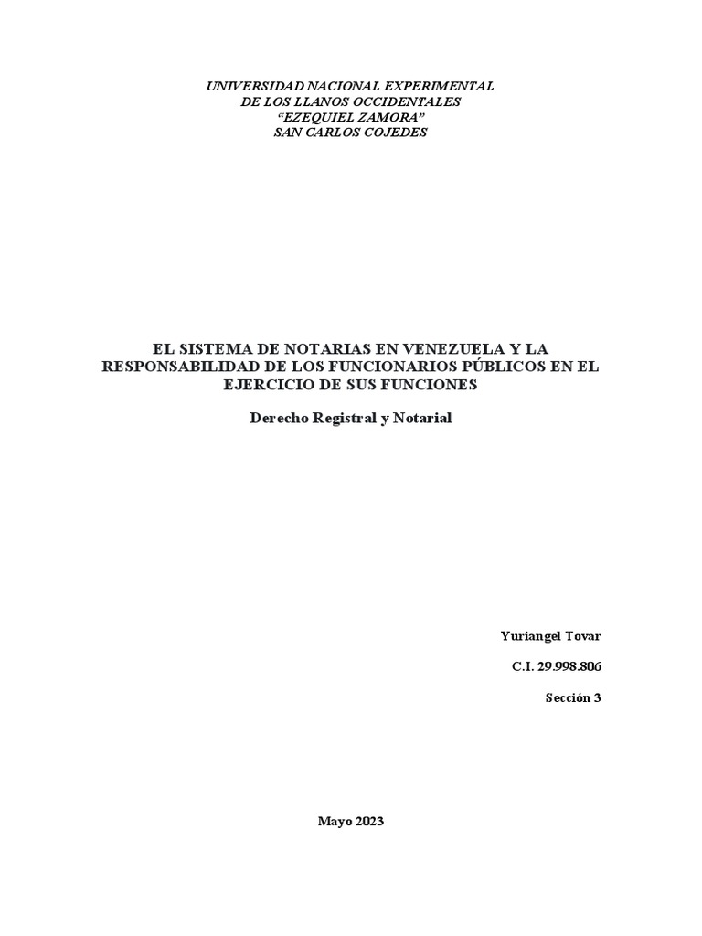 Tovar Sistema de Notarias en Venezuela | PDF | Justicia | Crimen y violencia