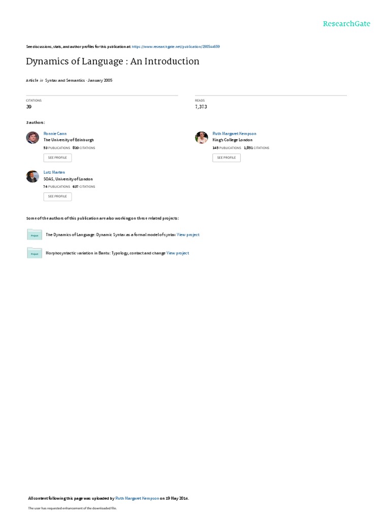 Dynamics of Language An Introduction | Download Free PDF | Syntax | Phrase