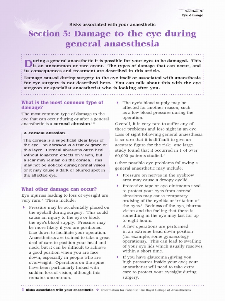 Eye Damage Risks from General Anaesthesia | PDF | Cornea | Surgery