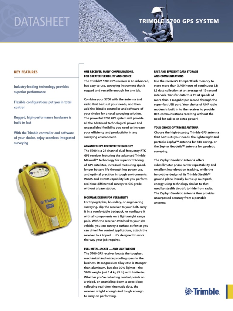 Datasheet: Trimble 5700 Gps System | PDF | Surveying | Global ...