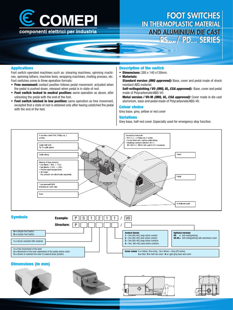 Foot Switches: PS/PD Series Overview | PDF | Switch | Machines