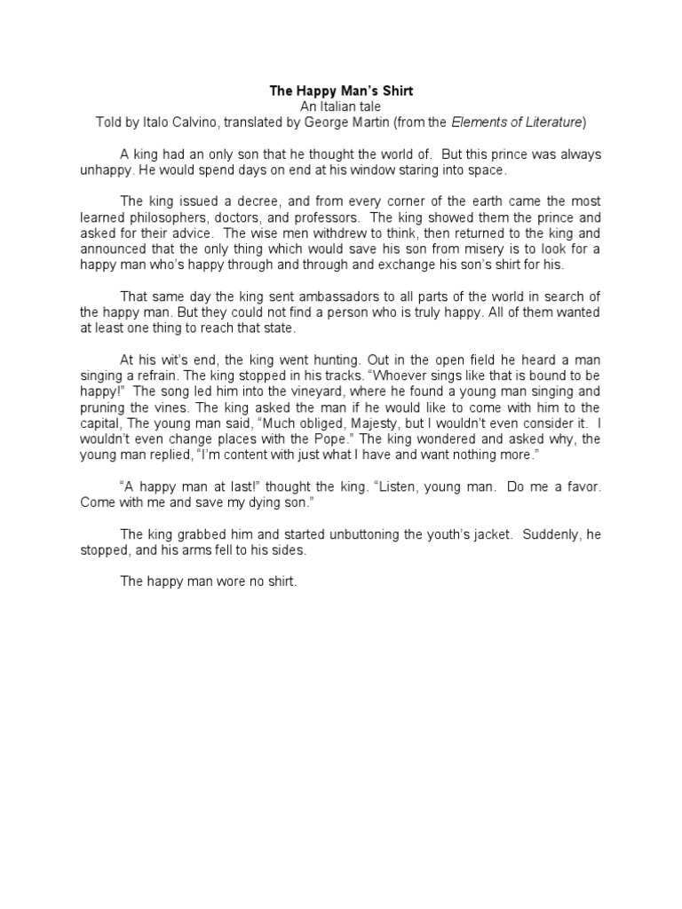 The Happy Man's Shirt: An Italian Tale | PDF
