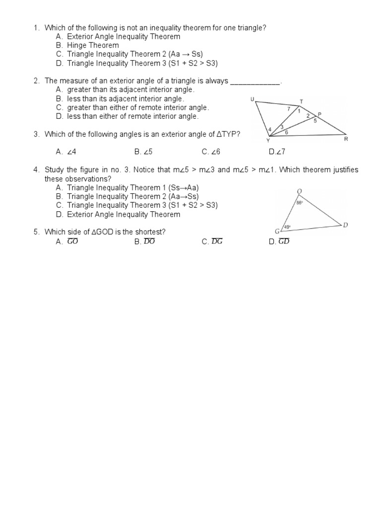 Reviewer Math8 q4 | PDF | Probability | Triangle