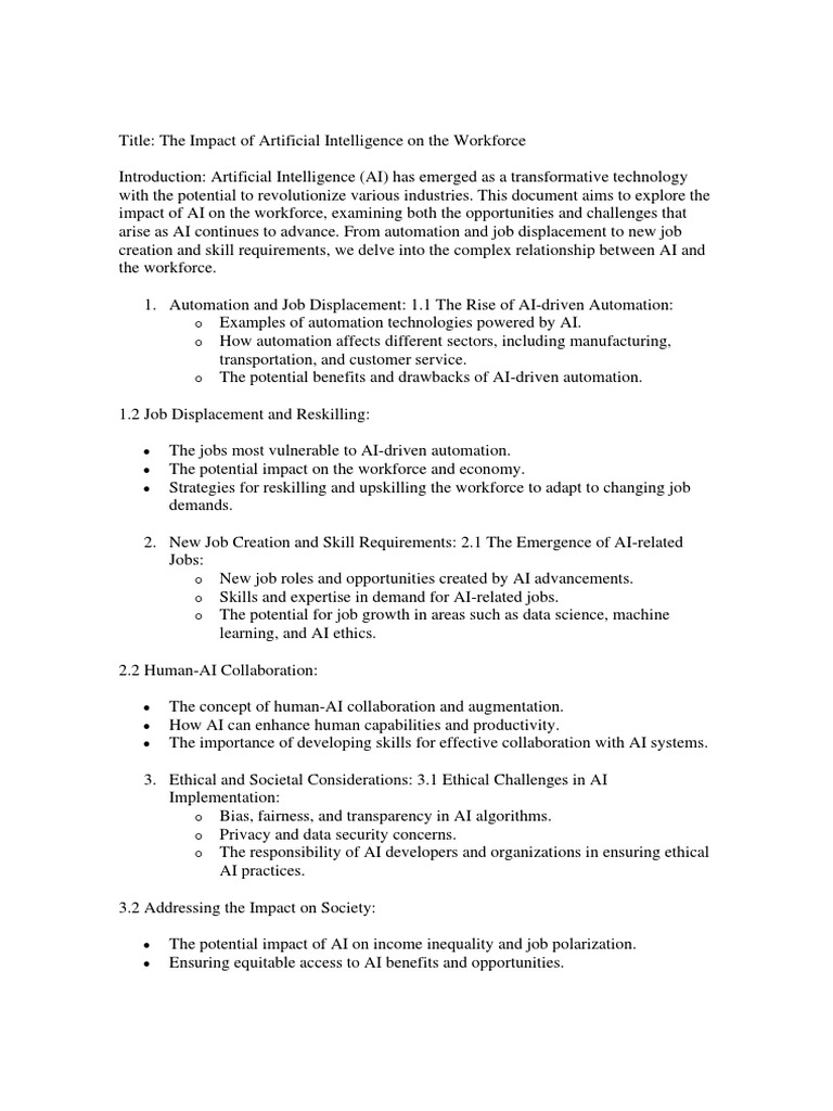The Impact Of Artificial Intelligence On The Workforce Pdf