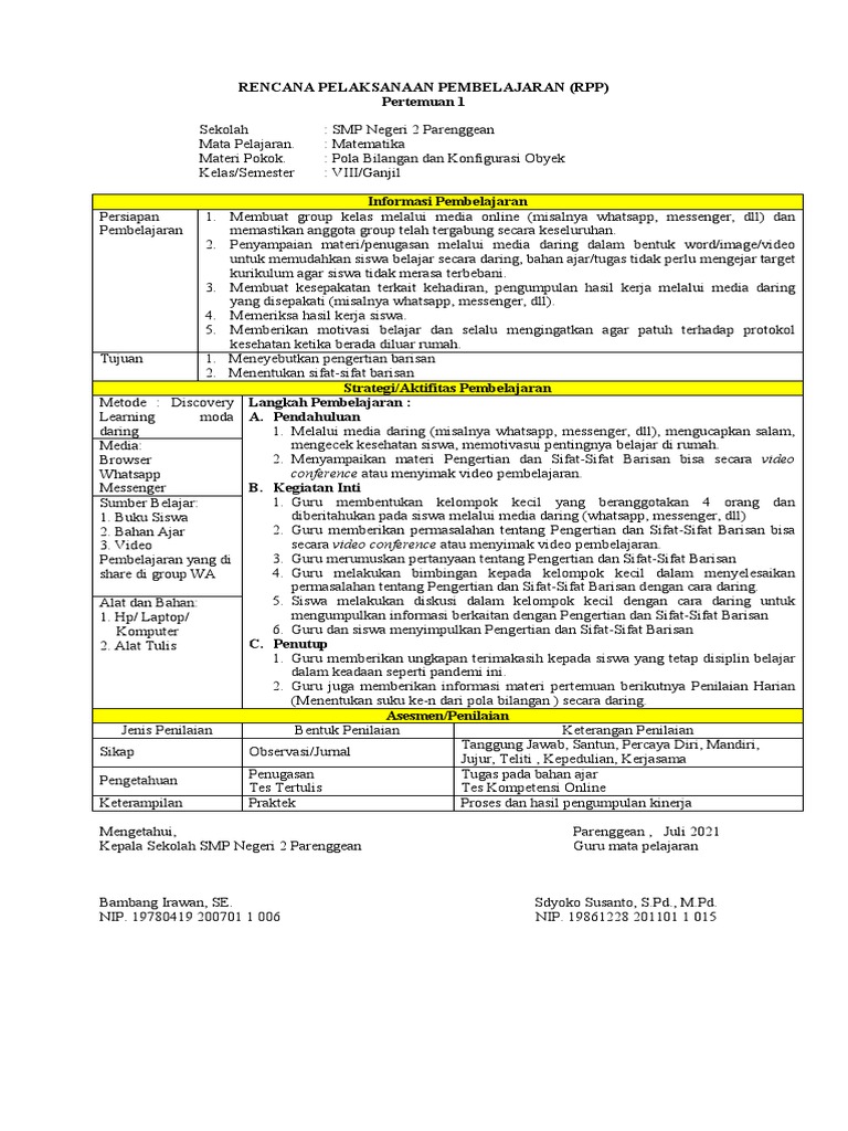 RPP Matematika Kelas 8 | PDF | Ilmu Sosial