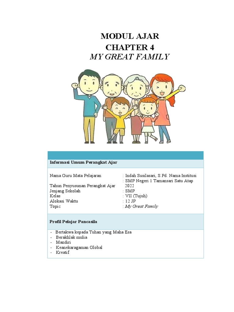 Modul Ajar Chapter 4 My Family | PDF