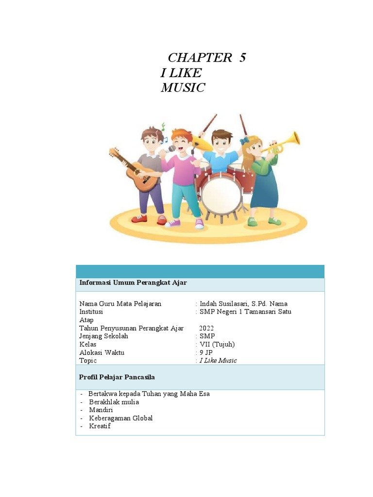 Modul Ajar Chapter 5 I Like Music | PDF