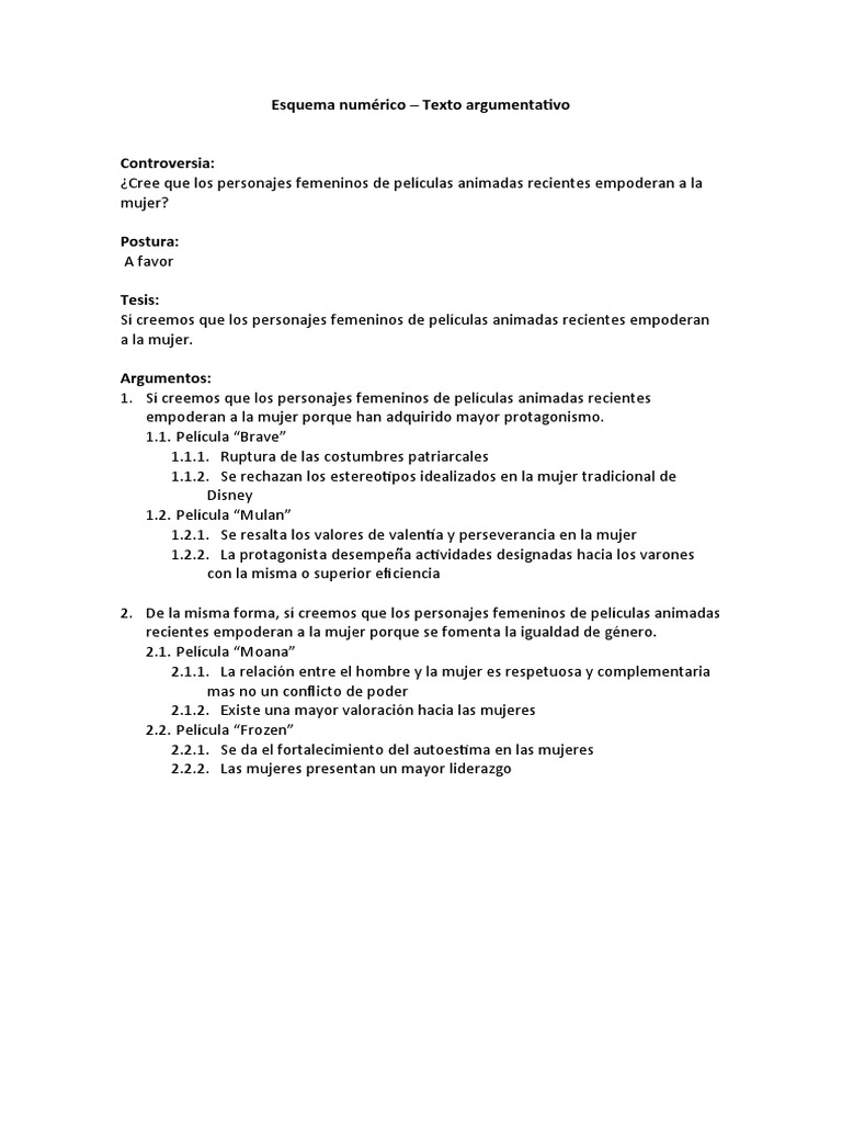 Elaboración Del Esquema Numérico - Texto Argumentativo | PDF