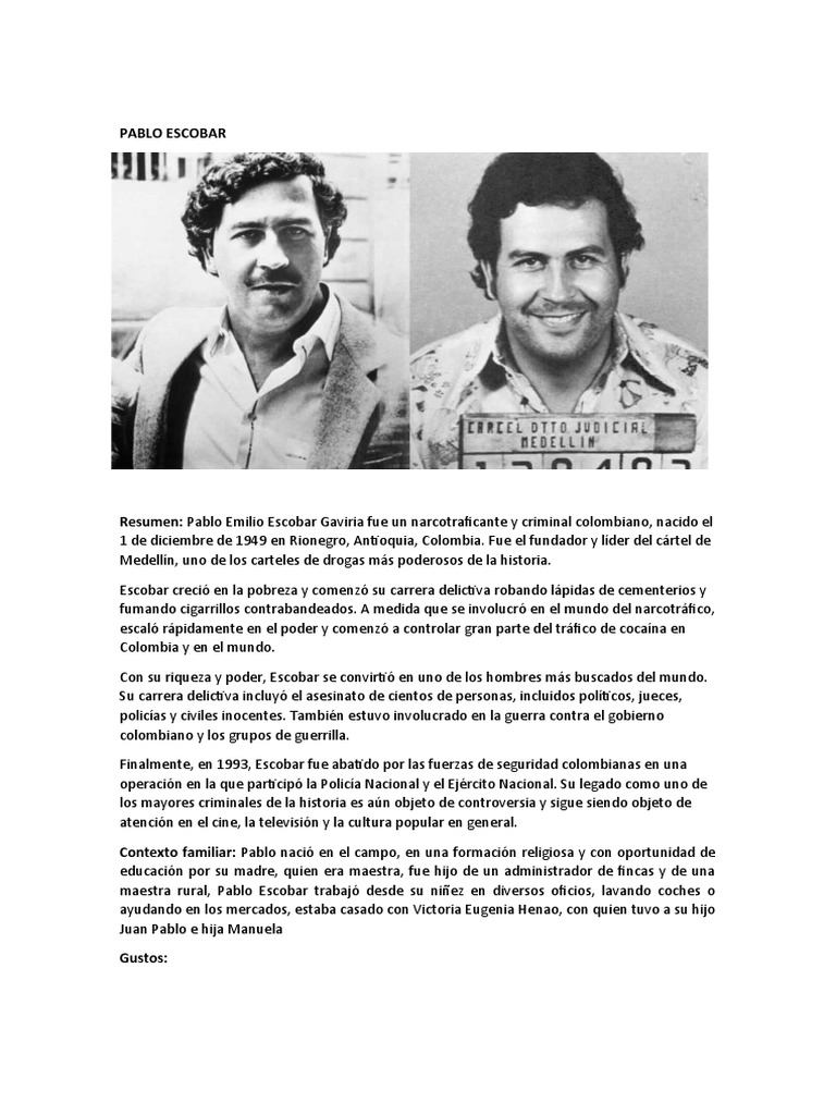 Biografía de Pablo Escobar | PDF | Colombia
