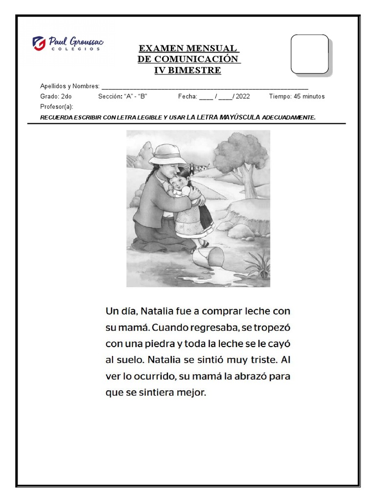 Examen 2do Grado Comprension Lectora | PDF