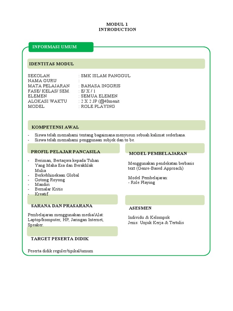 MODUL 1 Introduction | PDF | Seni & Disiplin Bahasa | Kajian Bahasa Asing