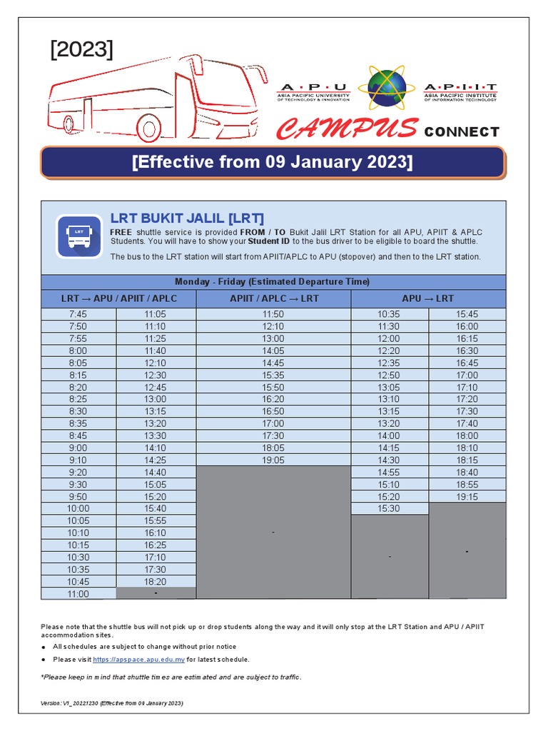 Free APU Student Shuttle Schedule | PDF | Abrahamic Religions