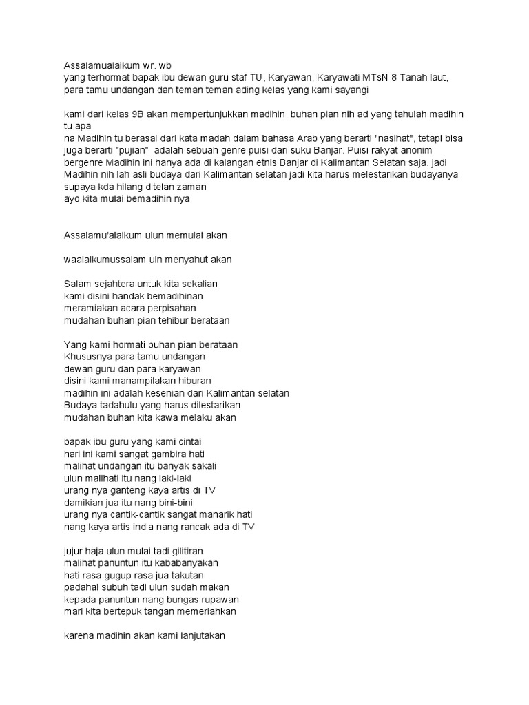 Teks Madihin Perpisahan Sekolah | PDF