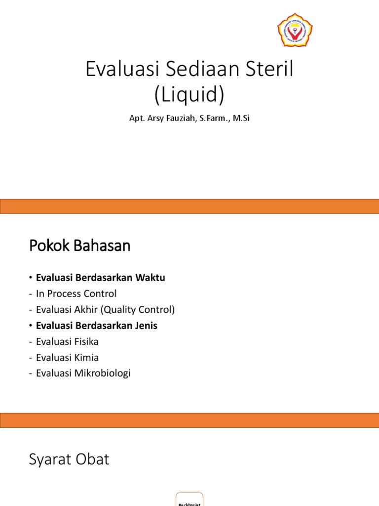 Evaluasi Sediaan Steril (Liquid) | PDF