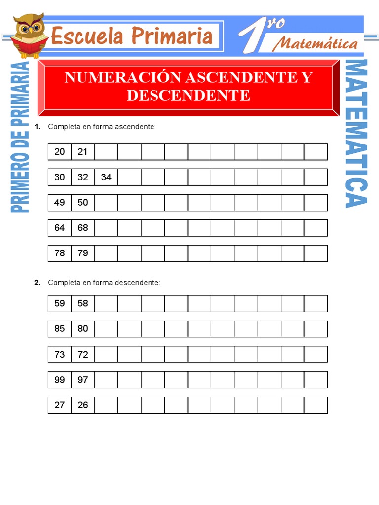 Ejercicios de Números Ascendentes y Descendentes | PDF