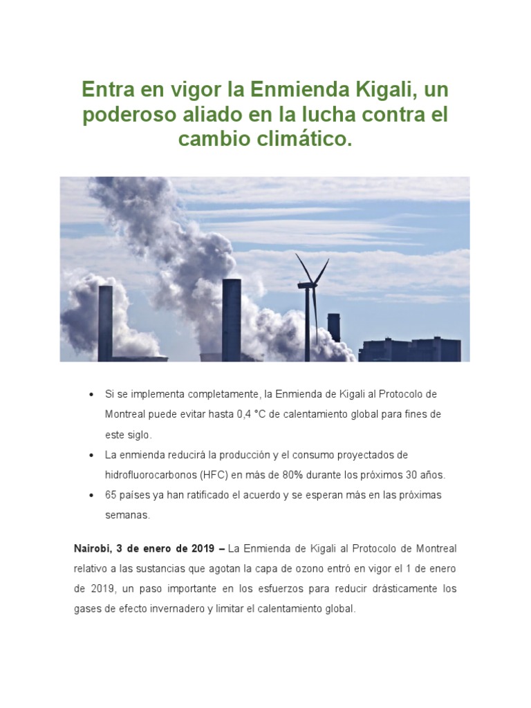 Enmienda Kigali Del Protocolo de Montreal | PDF | Naciones Unidas ...