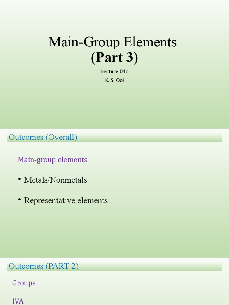 Lecture04c - Main-Group - Elements-PART3 - Pen | Download Free PDF | Nitrogen | Chlorine