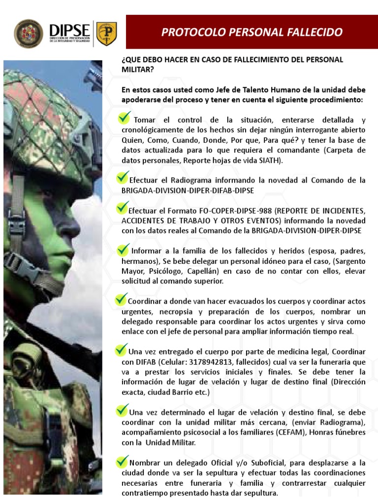 Protocolo Fallecimiento Personal Militar | PDF | Seguro de vida