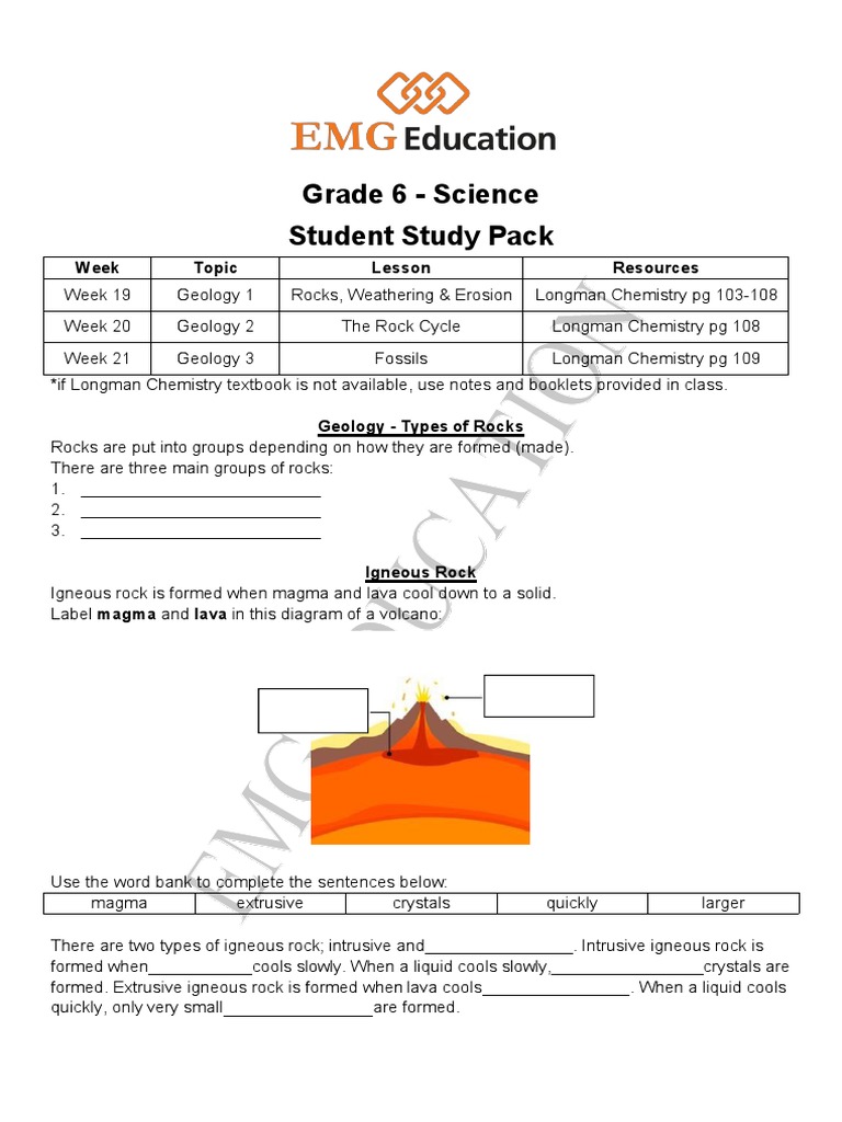Grade 6 Science Study Pack 2 Geology | Download Free PDF | Rock ...