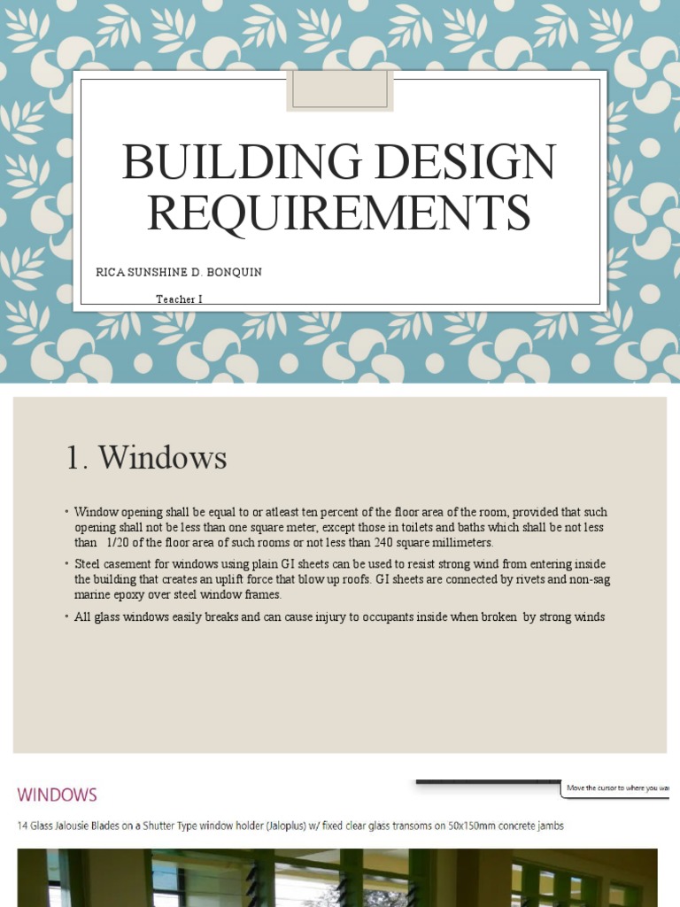 Building Design Requirements-Ricasunshinebonquin-Educ114 | PDF | Stairs ...