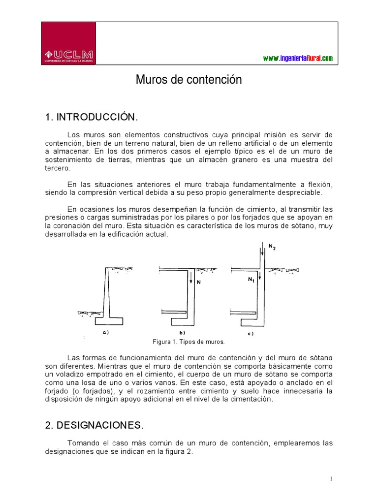 Tipos y diseño de muros de contención | PDF | Fundación (Ingeniería ...