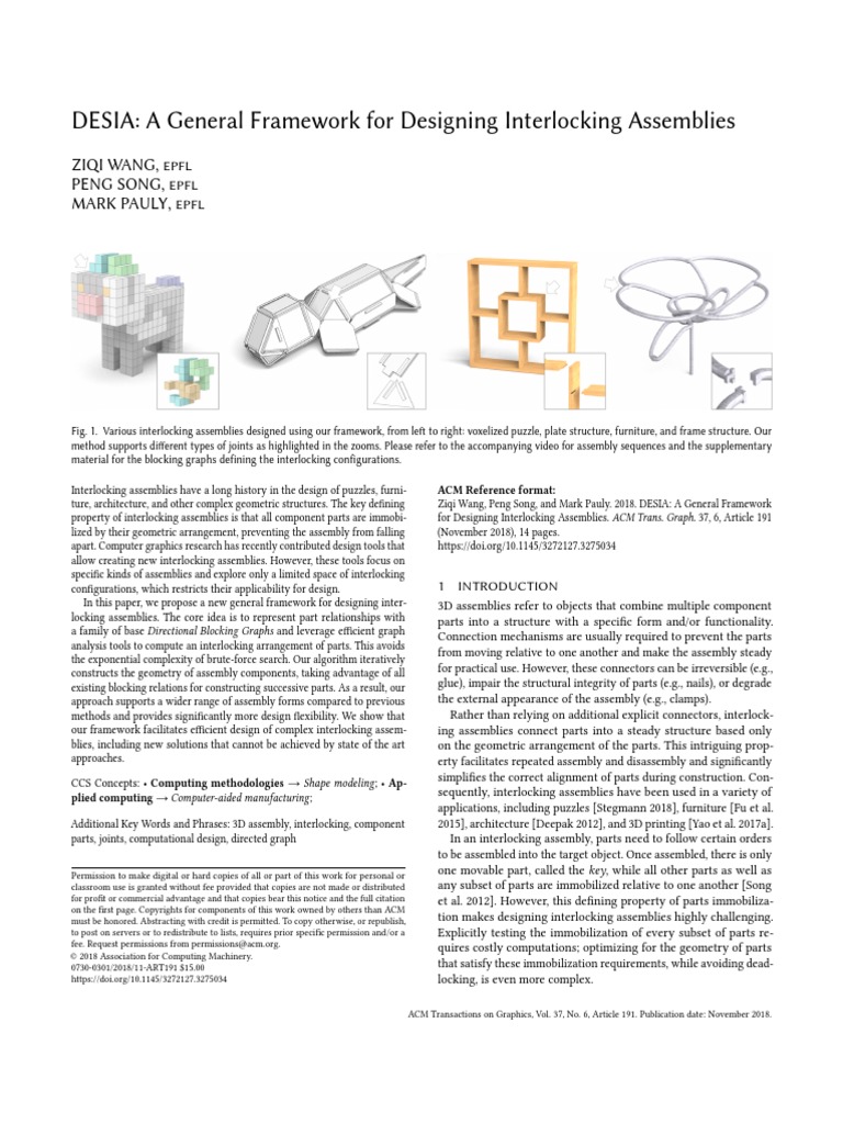DESIA: A General Framework For Designing Interlocking Assemblies | PDF | Mathematical ...
