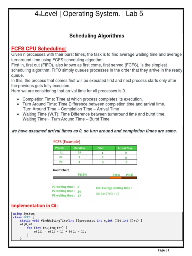 Lab5 1 Pdf Scheduling Computing Algorithms 