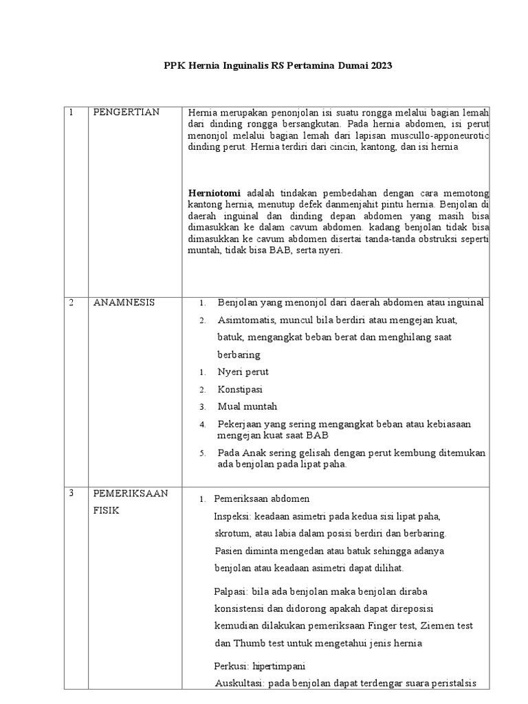 PPK Hernia Inguinalis RSPD | PDF