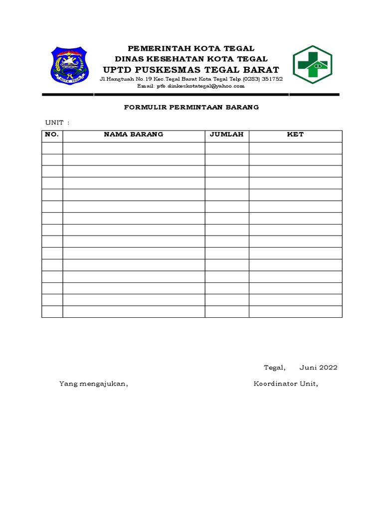 Formulir Permintaan Barang DR HF | PDF