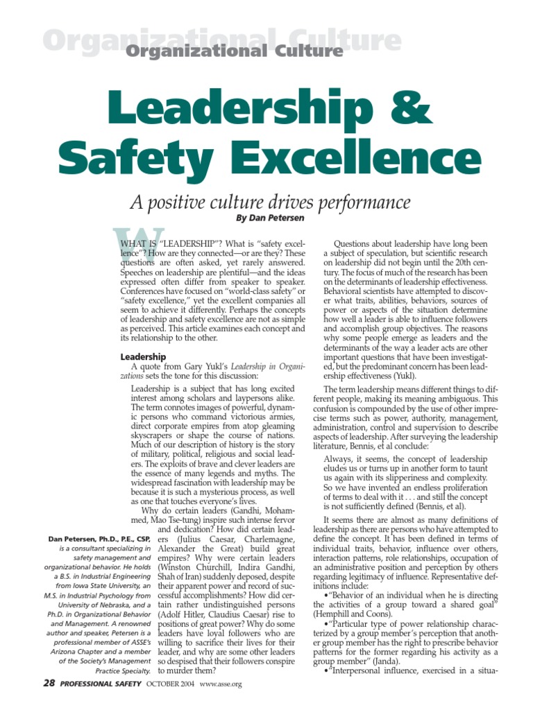 Leadership in Safety Excellence | PDF | Leadership | Policy