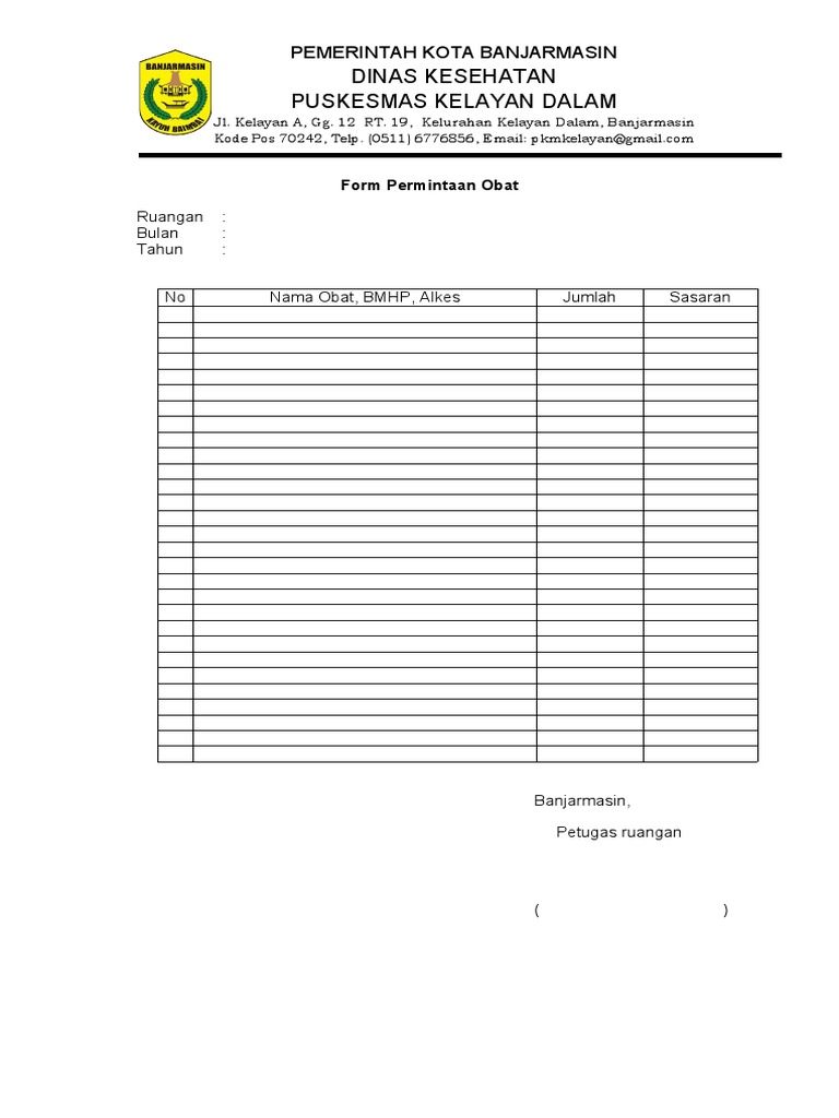 Form Permintaan Obat Per Ruangan | PDF