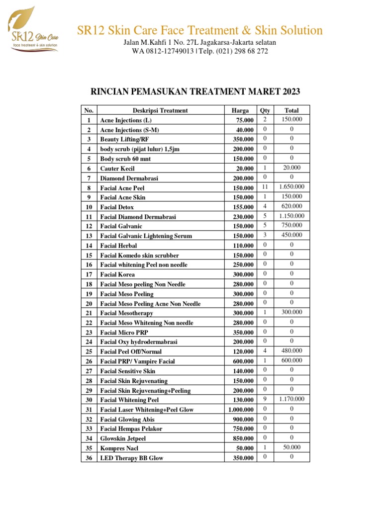 PDF Laporan Bulan Maret 2023 | PDF | Skin Care | Skin