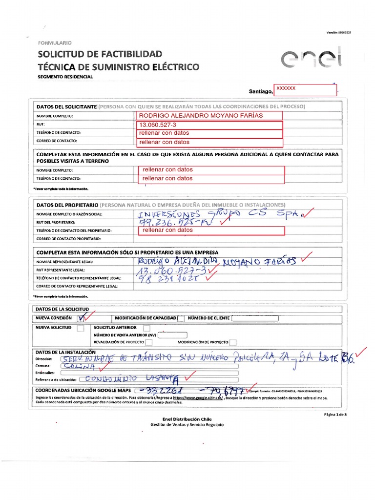 Solicitud Factibilidad - EnEL | PDF