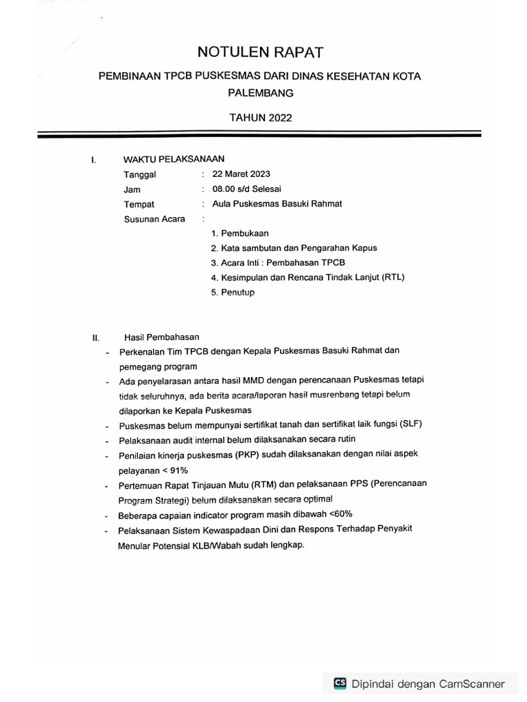 1.7.1.b Notulen Pembinaan TPCB | PDF