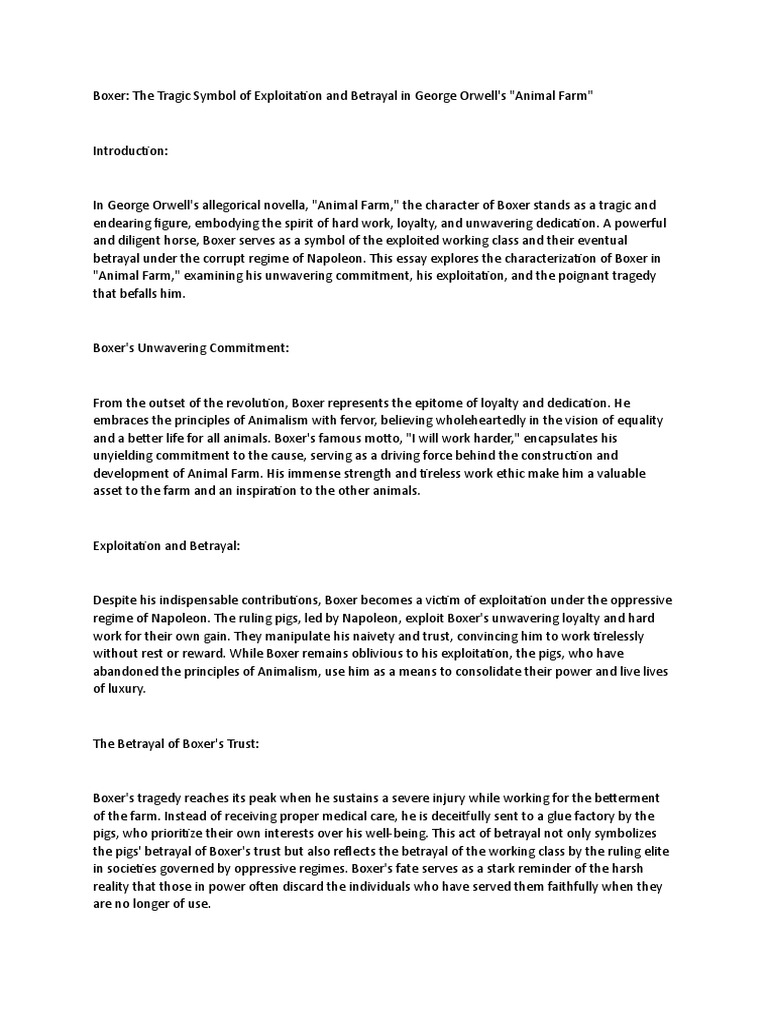 Boxer's Betrayal: Symbol of Exploitation | PDF | Social Science ...