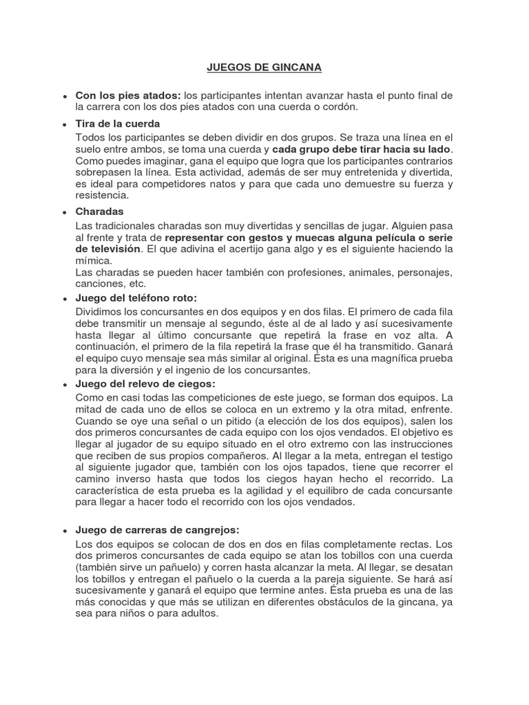 Juegos de Gincana | PDF