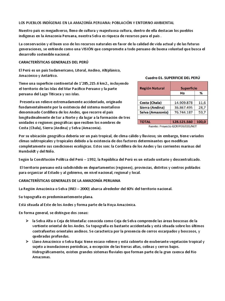 Los Pueblos Indígenas en La Amazonía Peruana | PDF | Perú | Andes