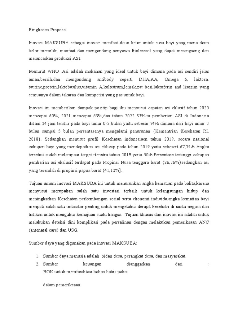 Ringkasan Proposal Masuba | PDF | Kesehatan Holistik