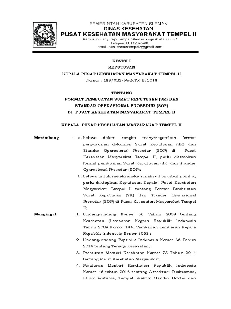 SK Format Pembuatan SK Dan SOP | PDF