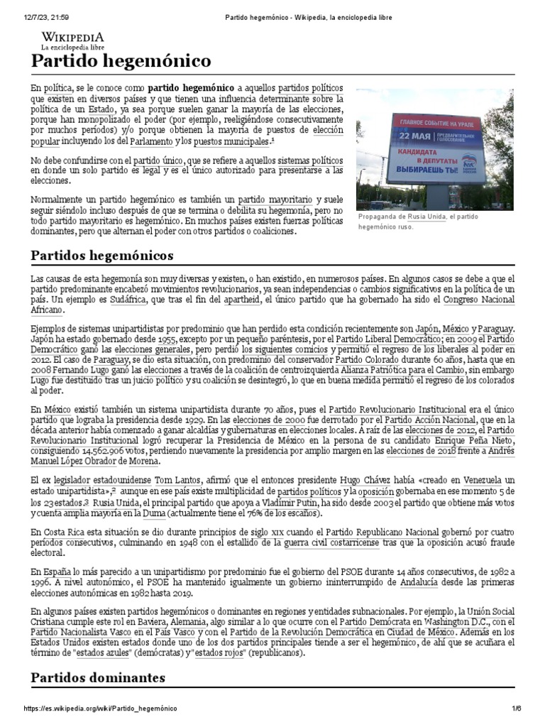 Partido Hegemonico | PDF | Responsabilidad | Ideologías