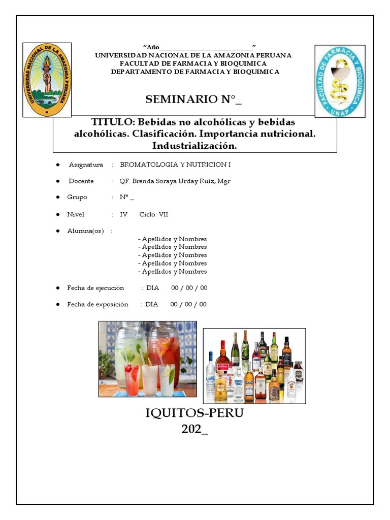 SEMINARIO #4 DE B y N L - Bebidas No Alcohólicas y Bebidas Alcohólicas ...