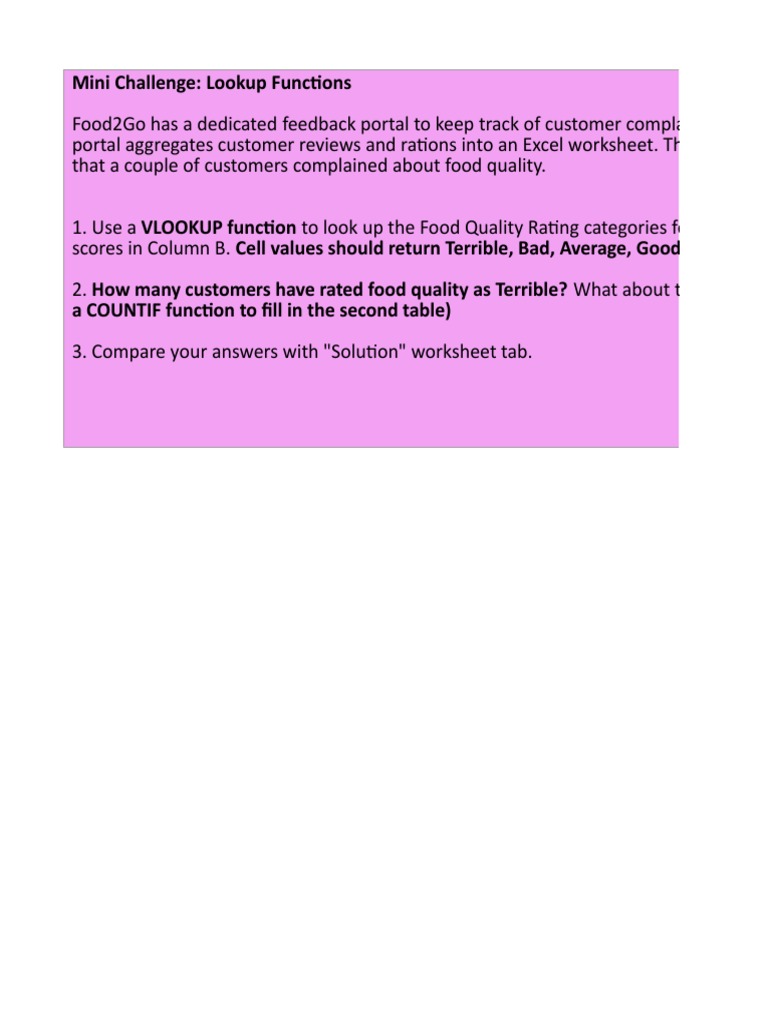 Lookup Functions Mini Challenge | PDF | Computer Engineering | Data Management