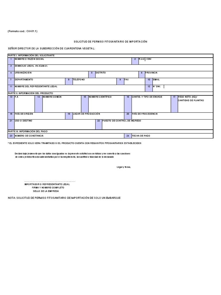 Formato CVI-01.1 | PDF