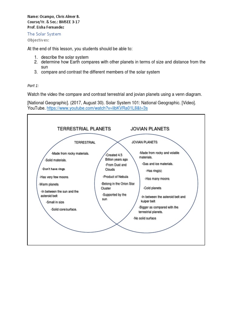 Comparing Terrestrial and Jovian Planets | PDF | Planets | Solar System