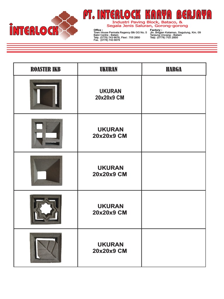 Harga Ukuran Roaster Ikb: Ukuran 20x20x9 CM | PDF