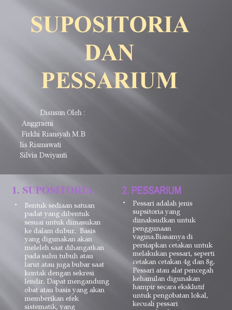 Panduan Supositoria dan Pessarium | PDF